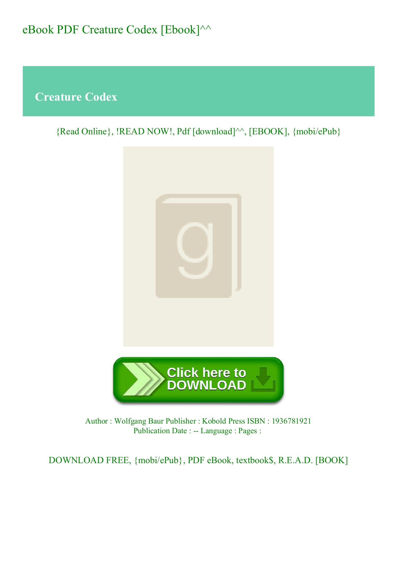 eBook PDF Creature Codex [Ebook]^^ - matthewubrad - Page 1 - 1 | Flip PDF Online | PubHTML5