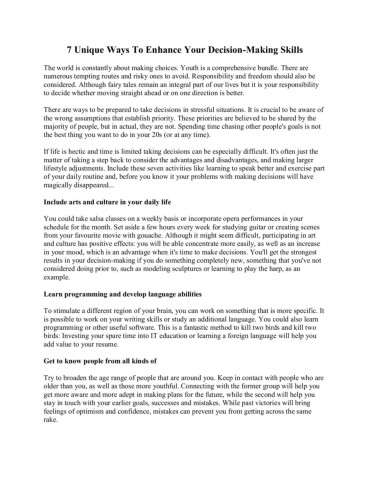 7 Ways Unusual To Improve Your Decision-Making Skills