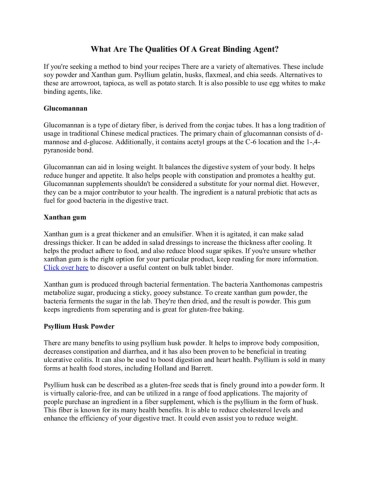 What Is A Good Binding Agent?