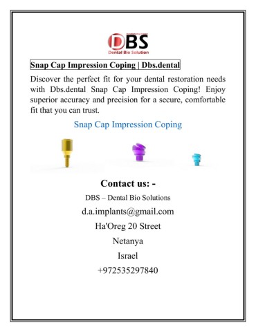 Snap Cap Impression Coping Dbs.dental - dbs.dental - Page 1 - 2 | Flip PDF Online | PubHTML5