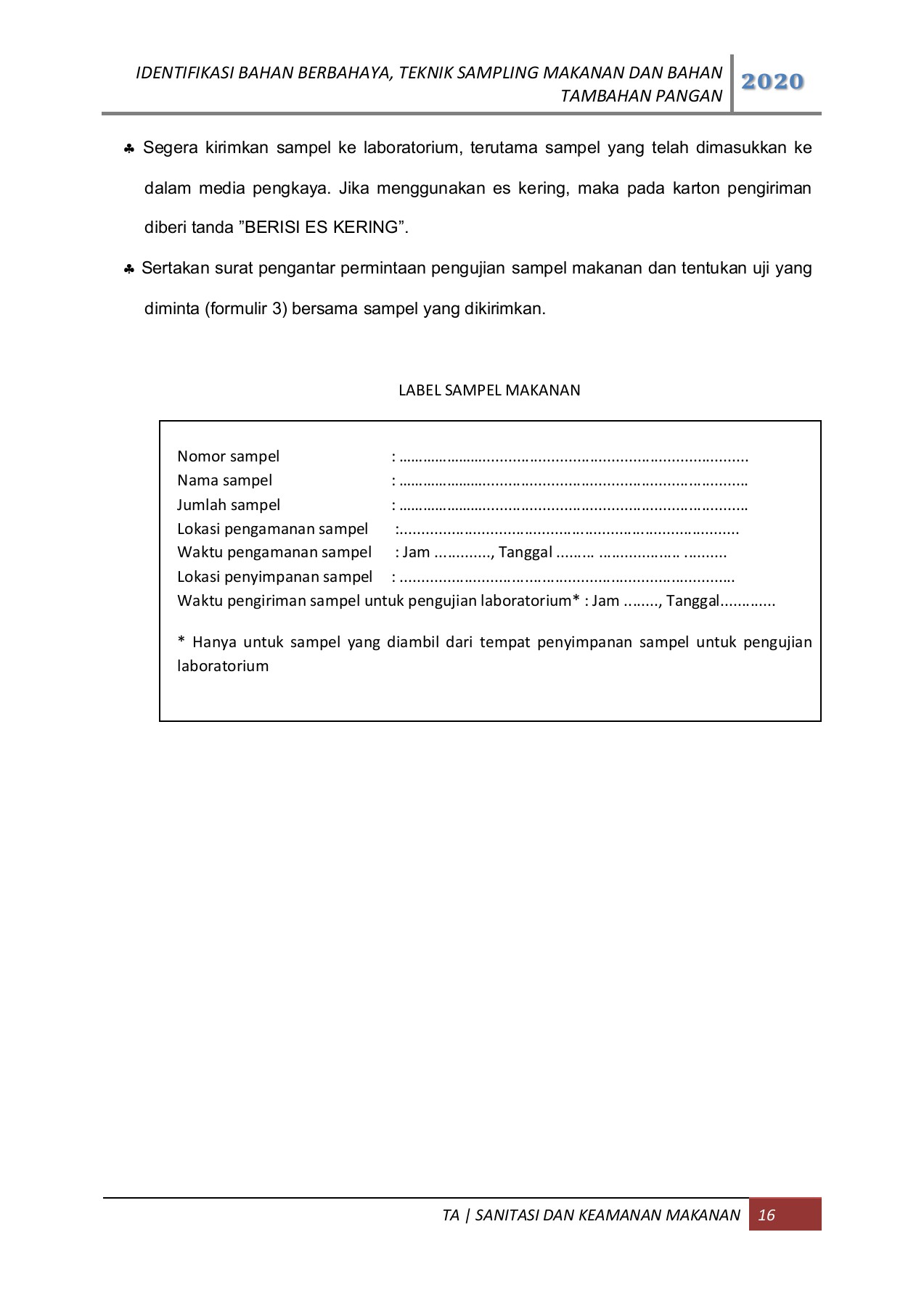 Teknik Sampling Makanan - Trisfa Augia - Halaman 18 | PDF Online | PubHTML5