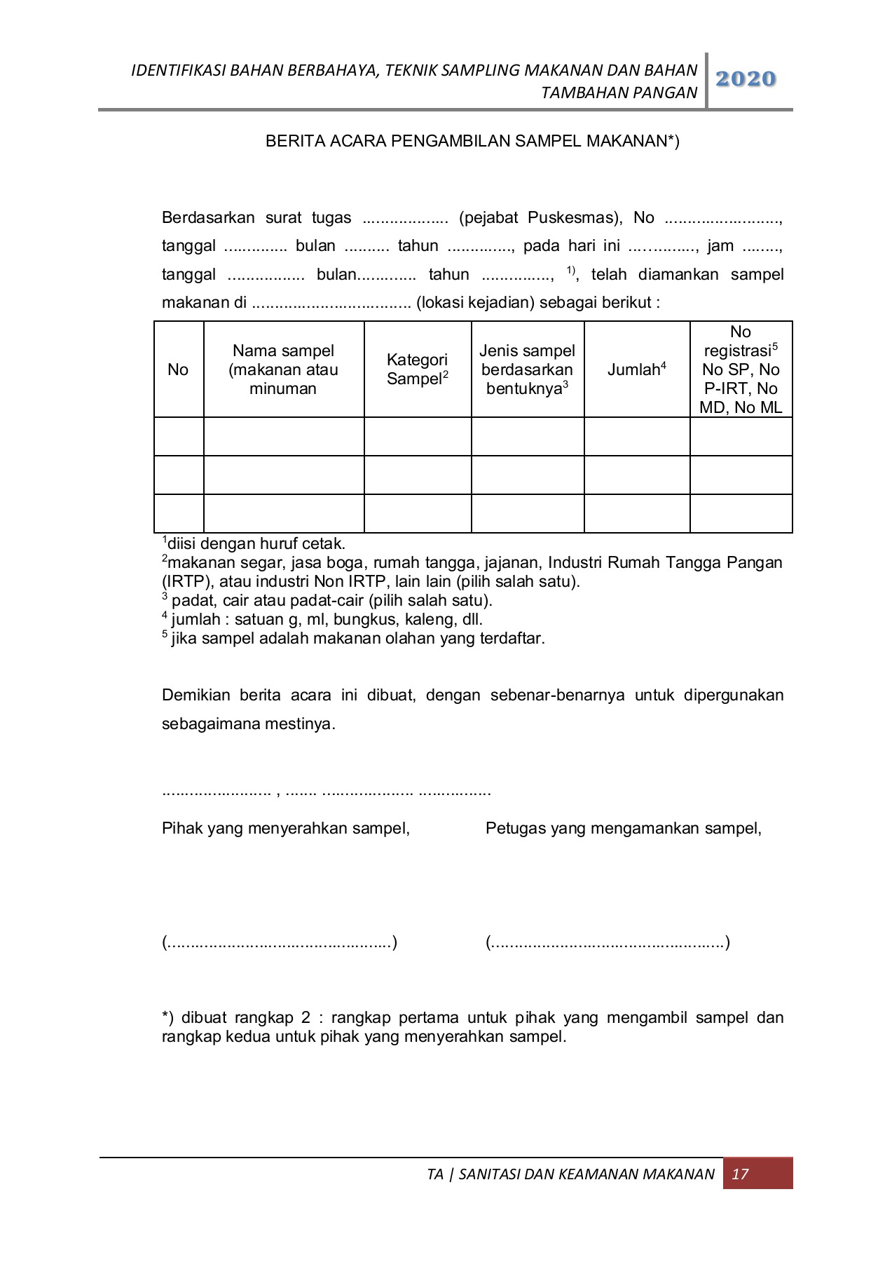 Teknik Sampling Makanan - Trisfa Augia - Halaman 19 | PDF Online | PubHTML5