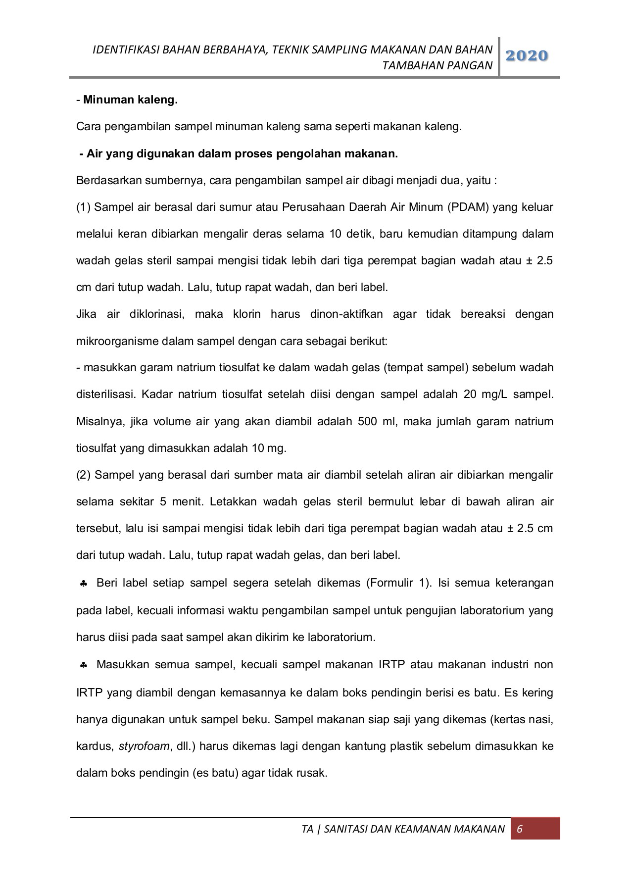 Teknik Sampling Makanan - Trisfa Augia - Halaman 8 | PDF Online | PubHTML5