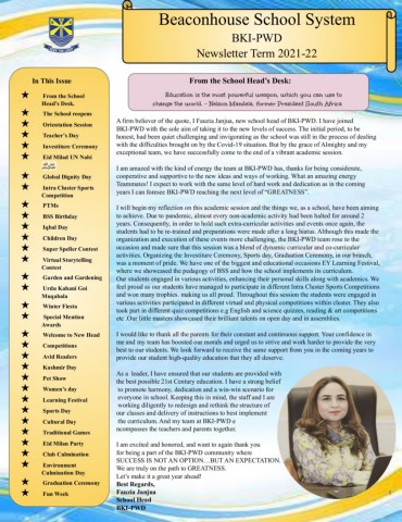 Newsletter 2021-2022 - Samreen Arsalan - 73678/TCHR/BQTA - Page 1 - 17 ...