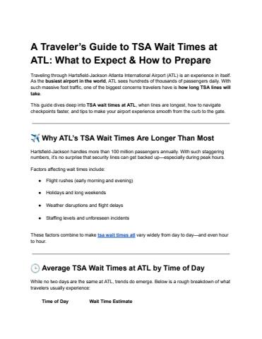 Mastering Your ATL Airport Experience: How to Tackle TSA Wait Times ...