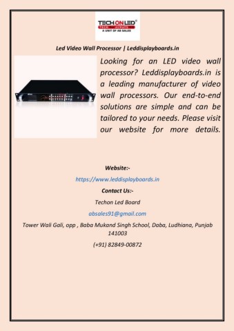 Led Video Wall Processor Leddisplayboards.in