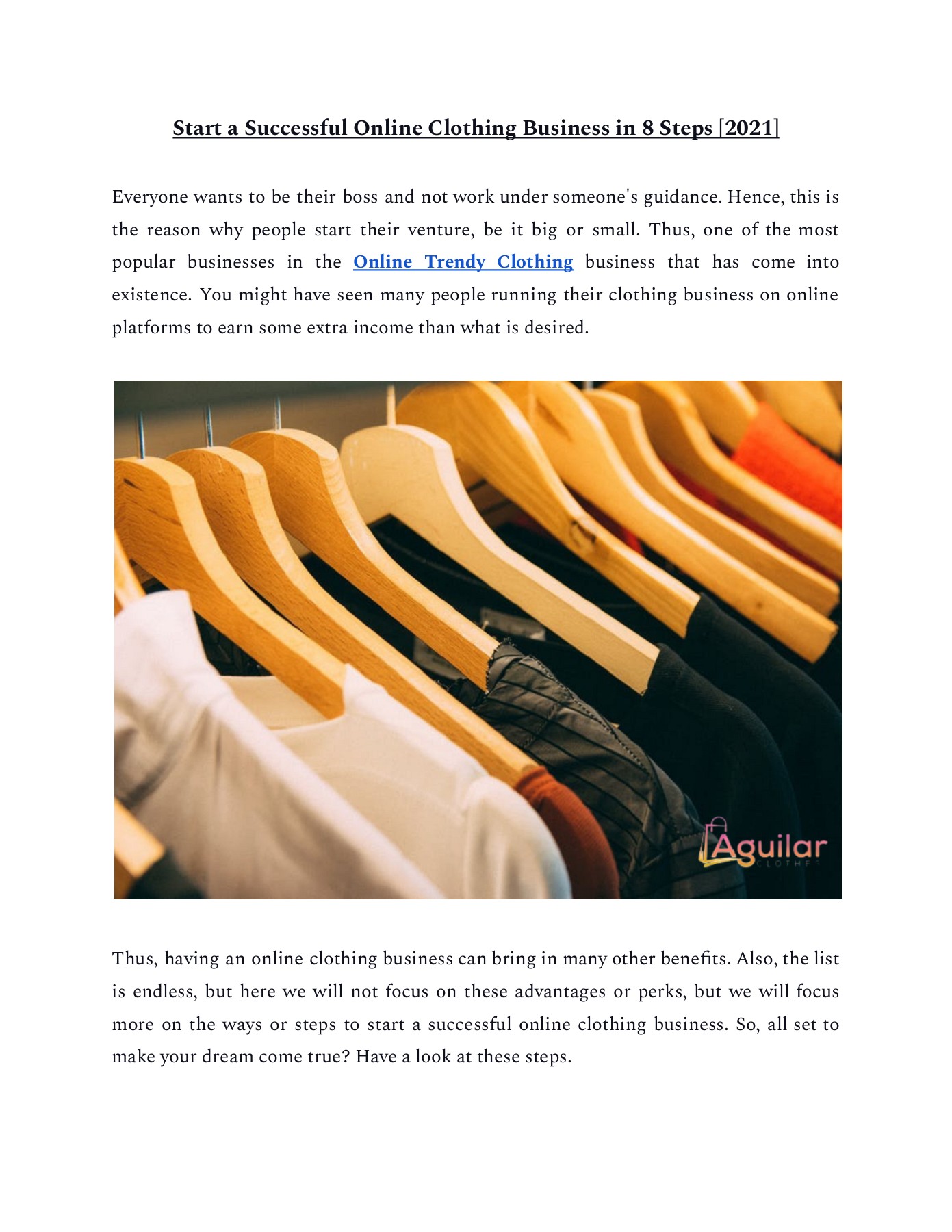 Start a Successful Online Clothing Business in 8 Steps - Aguilar ...