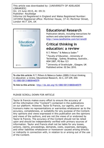 Critical thinking 1