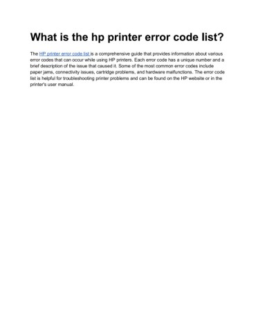 Hp printer error code list 23 - Denise plum - Page 1 - 1 | Flip PDF ...