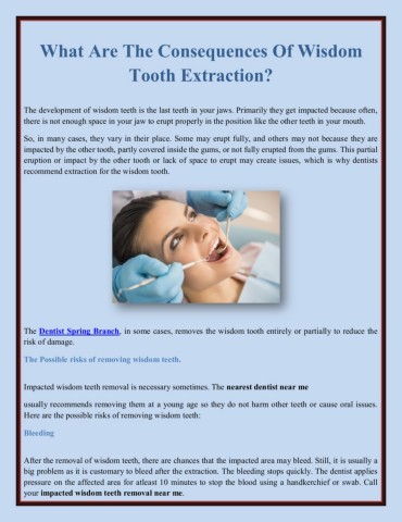 What Are The Consequences Of Wisdom Tooth Extraction?