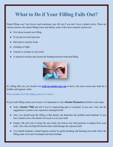 What to Do if Your Filling Falls Out?