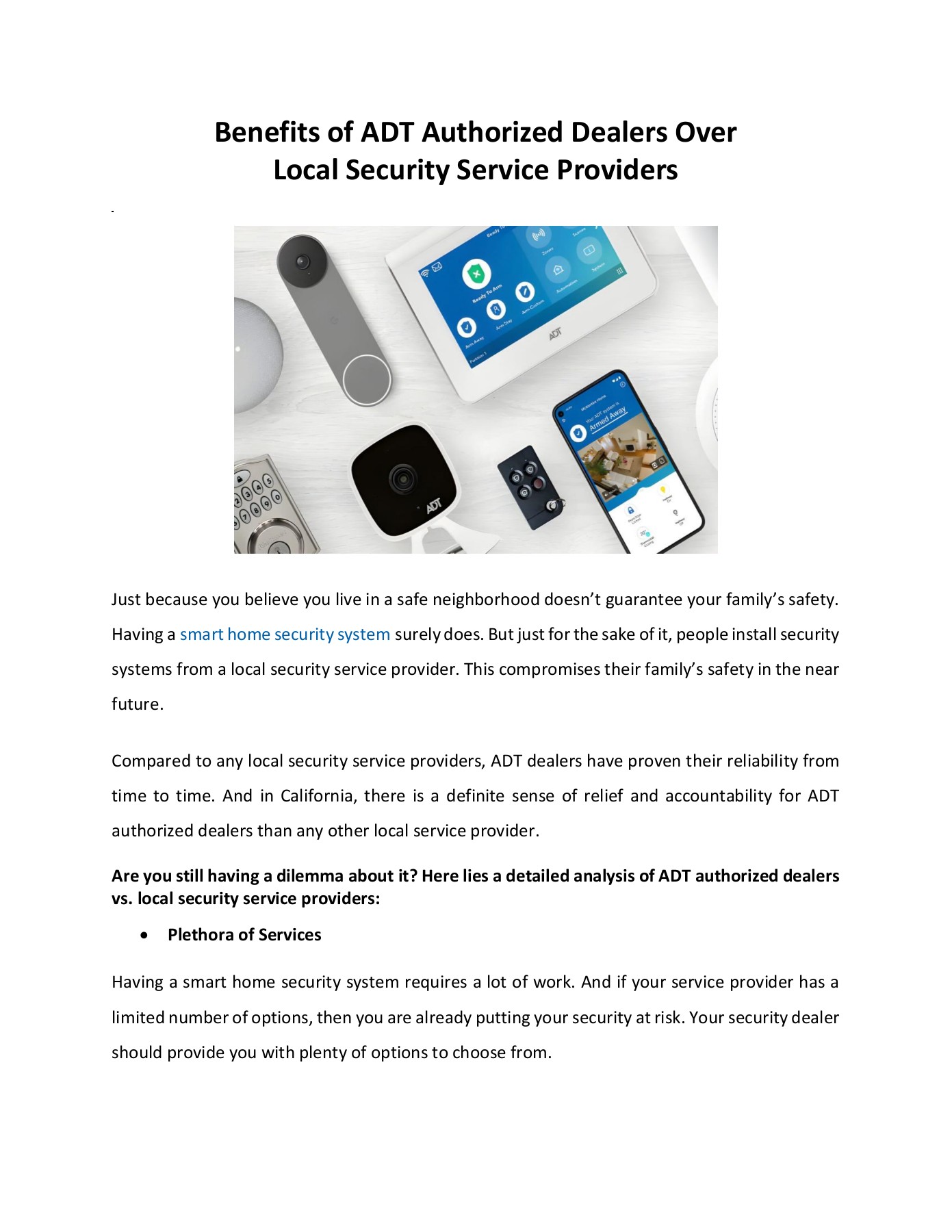 Benefits of ADT Authorized Dealers Over Local Service Providers ...
