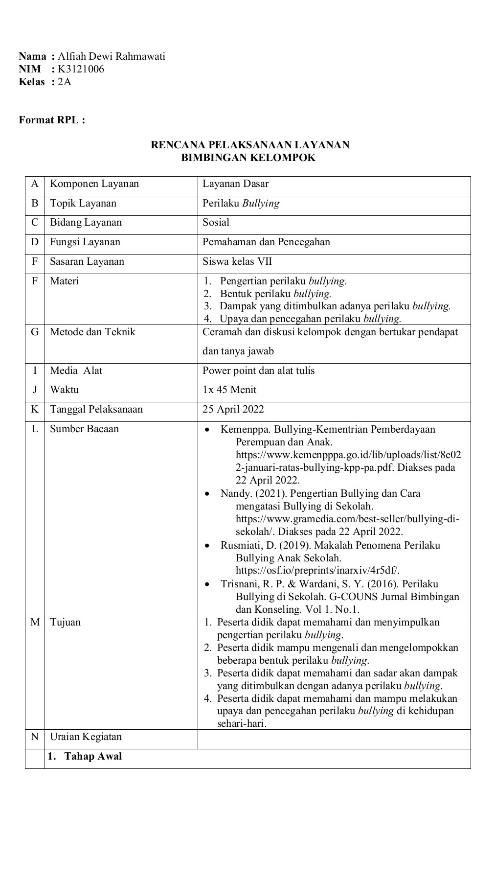 RPL Bimbingan Kelompok - Alfiah Dewi Rahmawati - Kaca 1 - 8 | PDF ...