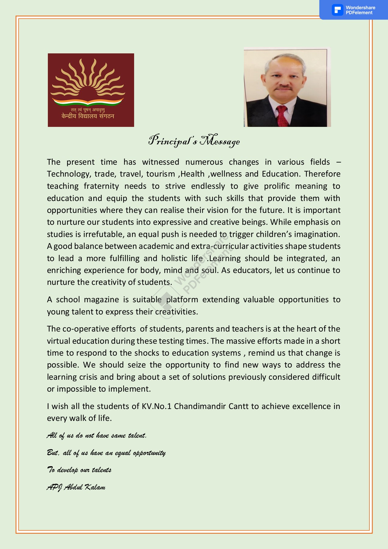 KV NO 1 Chandimandir E School Magazine 2023 - Shashi Singh - Page 2 ...