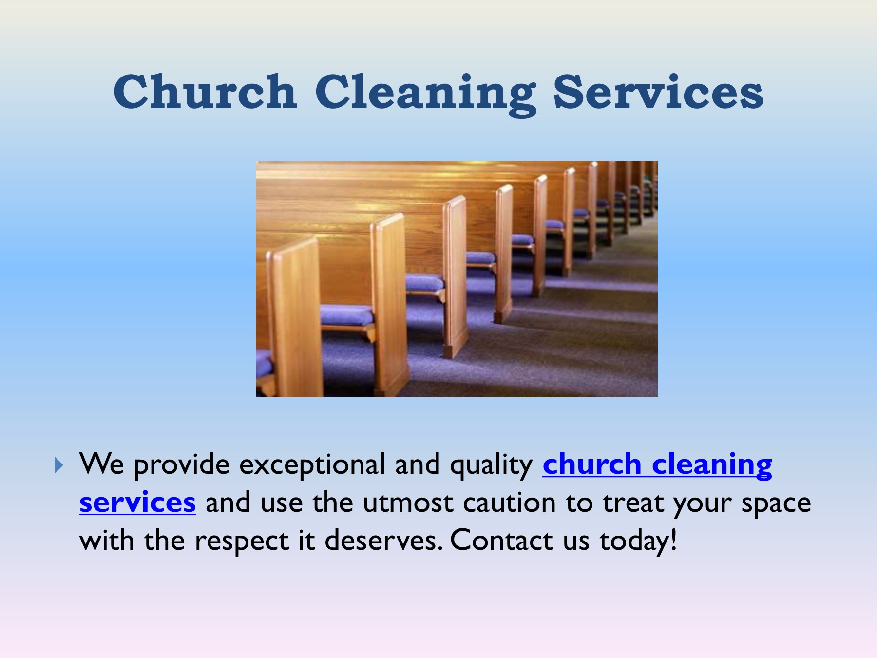 Church Cleaning Services - On The Spot Janitorial & Maintenance - Page ...