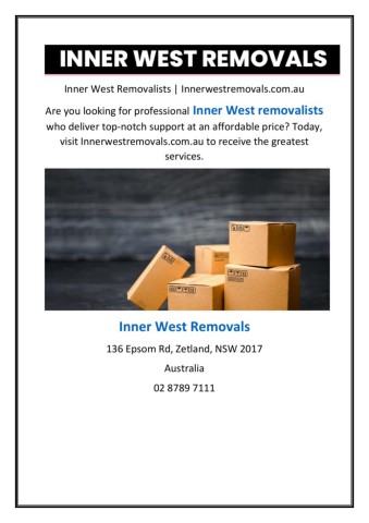 Inner West Removalists | Innerwestremovals.com.au