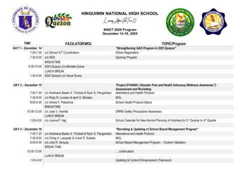 INSET 2020 December Program - Teacher Billy - Page 1 - 2 | Flip PDF ...