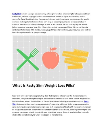 Fasty Slim Diets Pills Reviews 2021