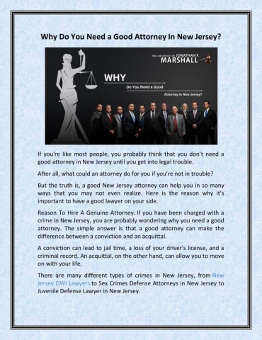 Why Do You Need a Good Attorney In New Jersey- NJ Criminal Law Attorney