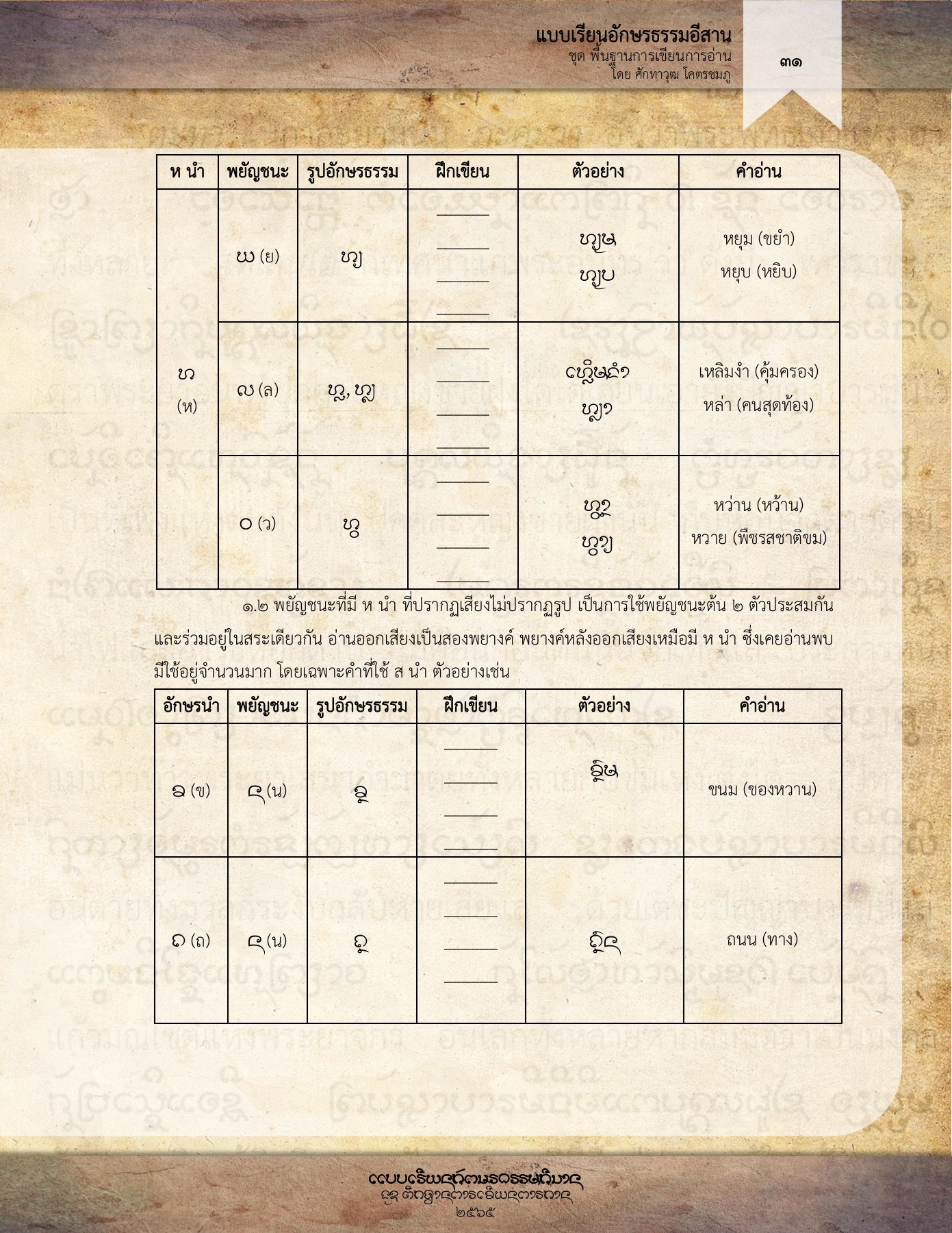 แบบเรียนอักษรตัวธรรมอีสาน - kru Guy - หน้าหนังสือ 39 | พลิก PDF ออนไลน์ | PubHTML5
