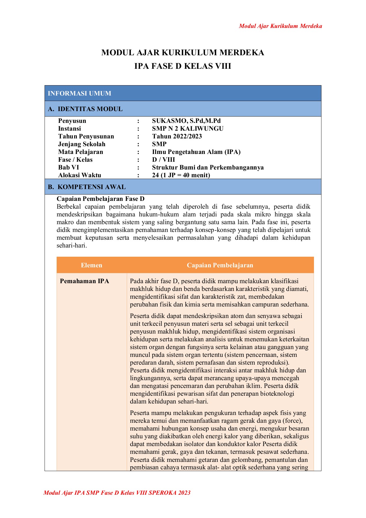 4. Modul Ajar BAB 6 IPA 8 SUKASMO - Sukasmo Sukasmo - Page 1 - 33 ...