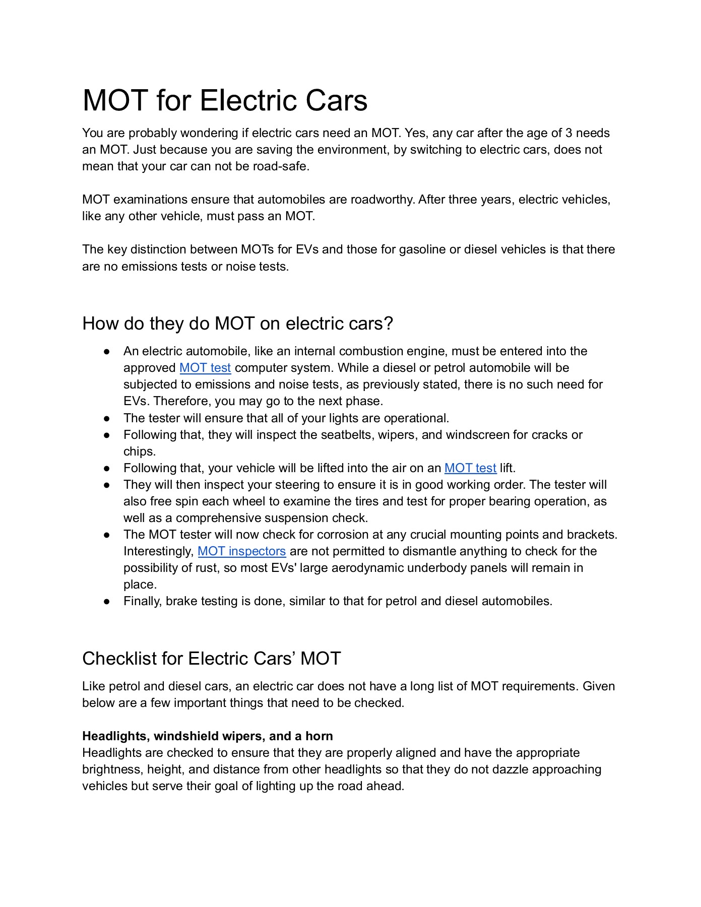 MOT for Electric cars - mot expert - Page 1 - 2 | Flip PDF Online ...