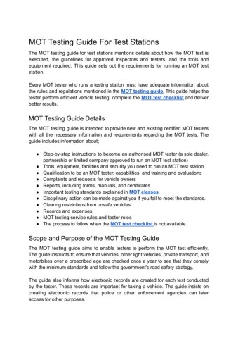 MOT Testing Guide For Test Stations.docx - mot expert - Page 1 - 2 ...