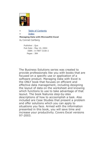 Conrad Carlberg - Managing Data with Microsoft Excel-QUE (2004)