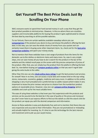 Get Yourself The Best Price Deals Just By Scrolling On Your Phone