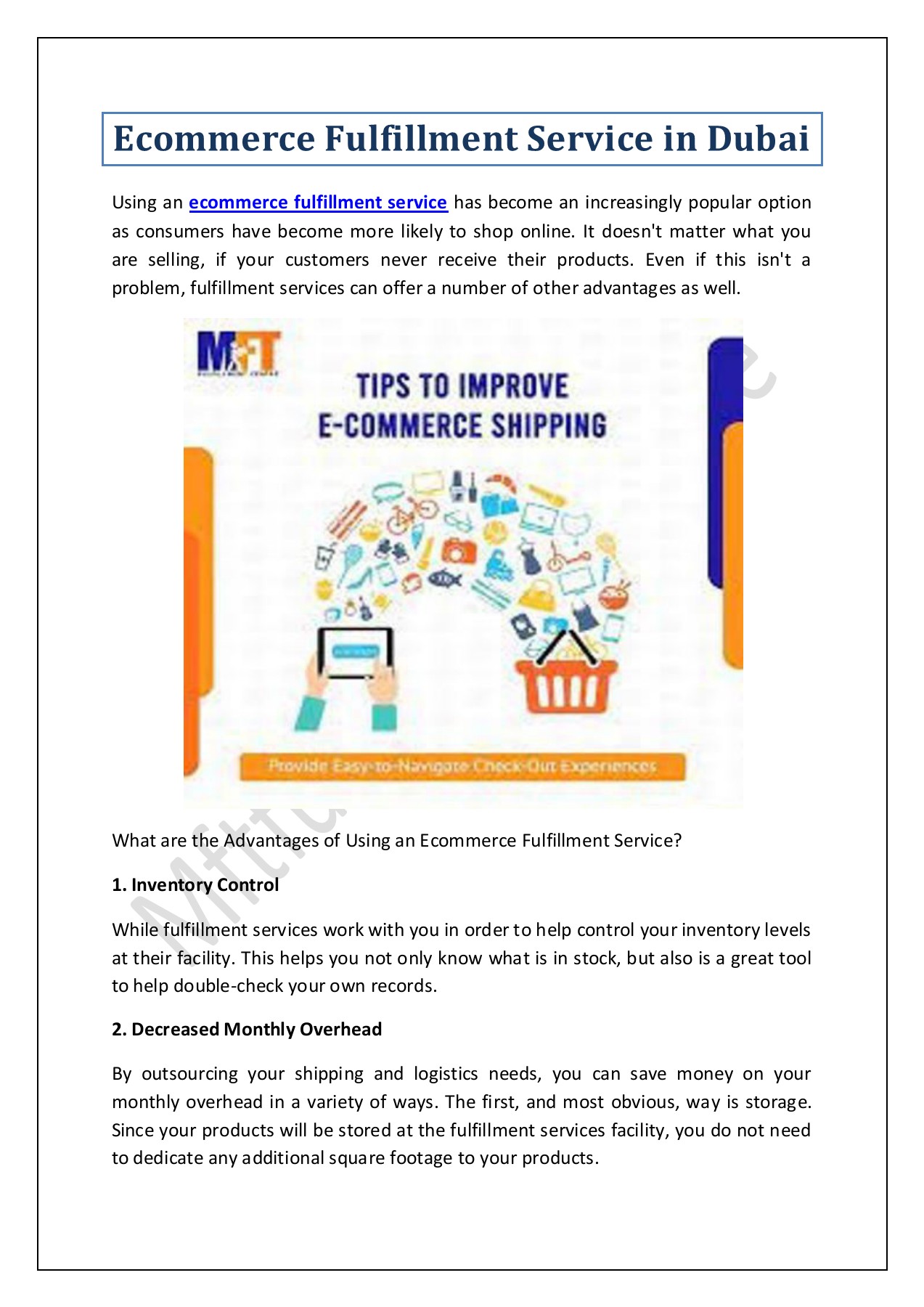 Ecommerce Fulfillment Service in Dubai - MFT Fulfillment Centre - Page ...