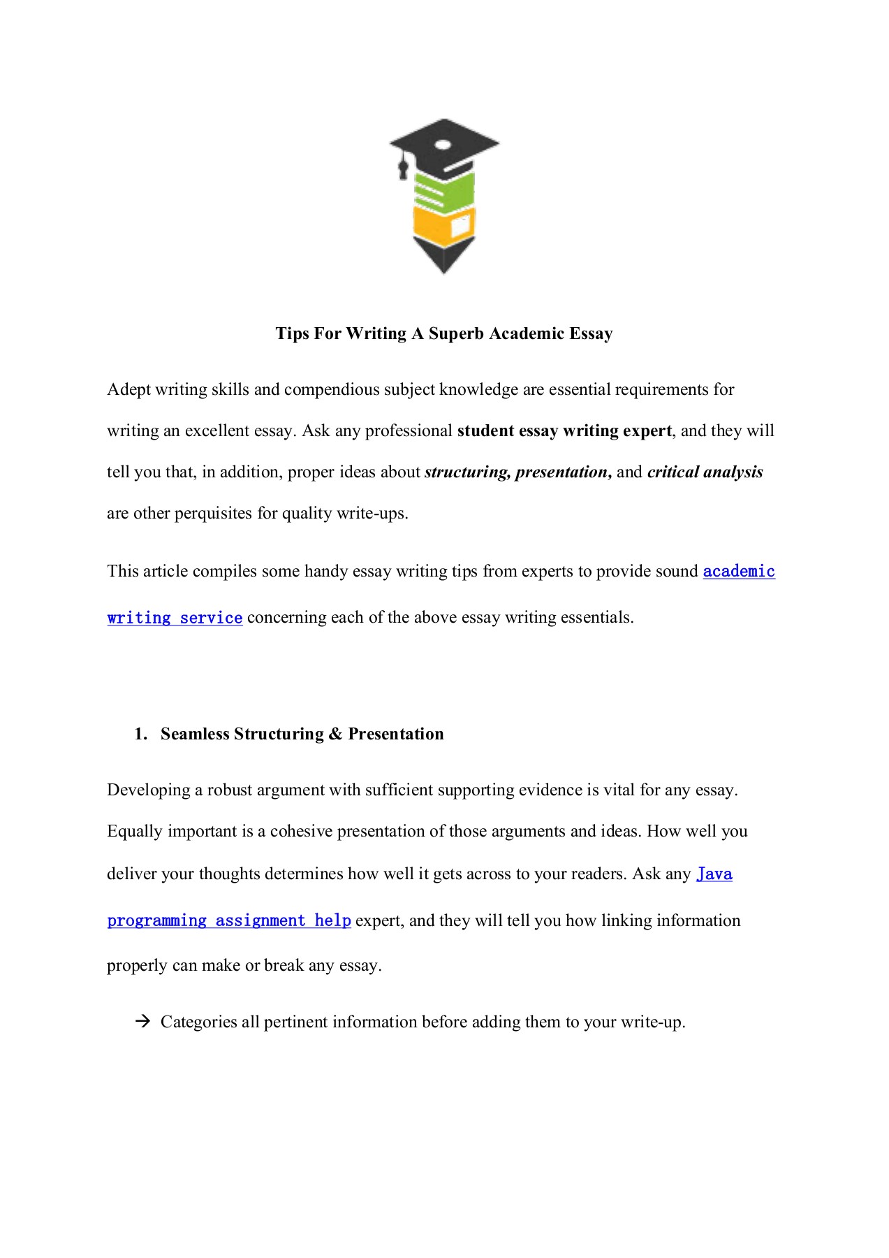 Tips For Writing A Superb Academic Essay - sanem lan - Page 1 - 3 ...