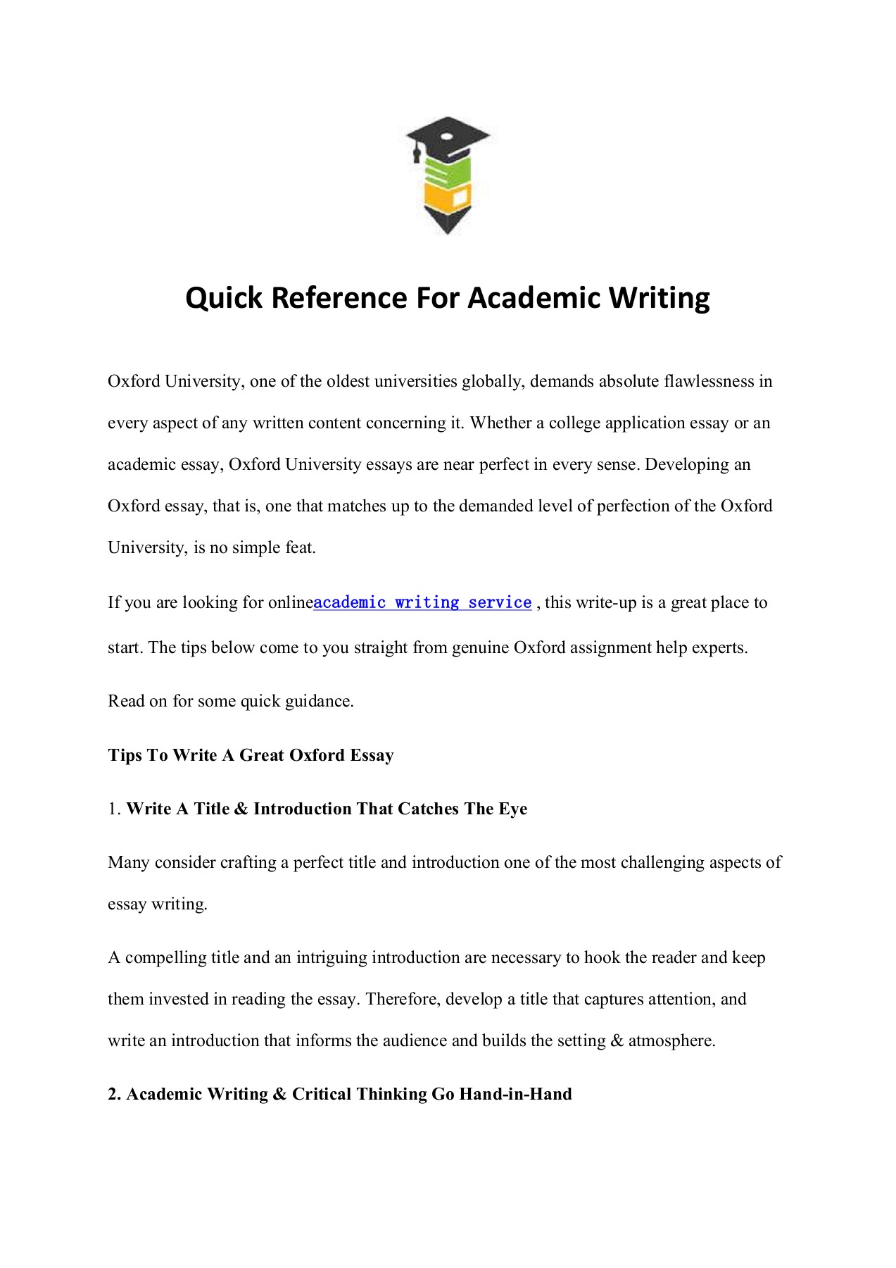 Quick Reference For Academic Writing - sanem lan - Page 1 - 2 | Flip ...
