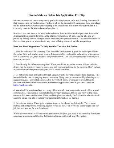 How to Make an Online Job Application - goligi5401 - Page 1 - 1 | Flip ...