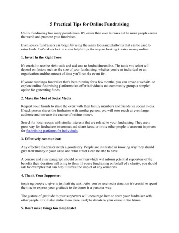 5 Practical Tips for Online Fundraising