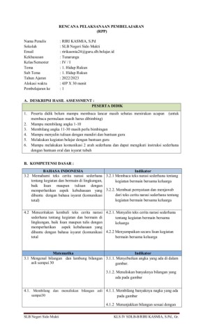 RPP_HIDUP RUKUN_KELAS 4 SDLB - ririkasmia12 - Kaca 1 - 14 | PDF Online | PubHTML5