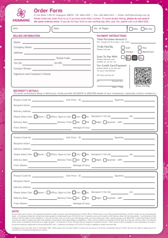 HFG Christmas Order Form