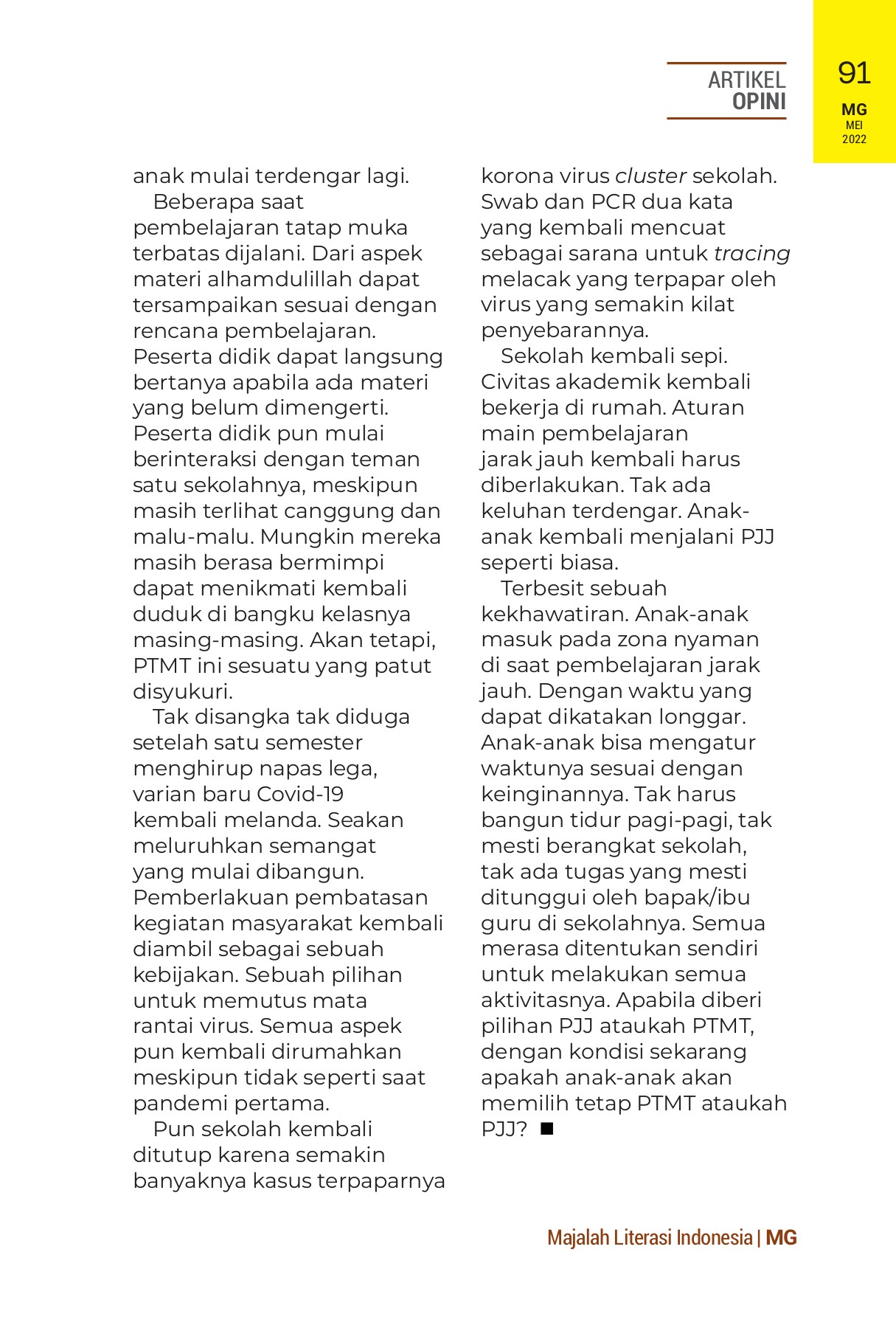 MAJALAH LITERASI EDISI VIII - APRIL 2022 - Abdur Rohman - Halaman 93 | PDF Online | PubHTML5