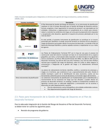 Guía para la integración de la gestión del riesgo de desastres en los planes de desarrollo ...