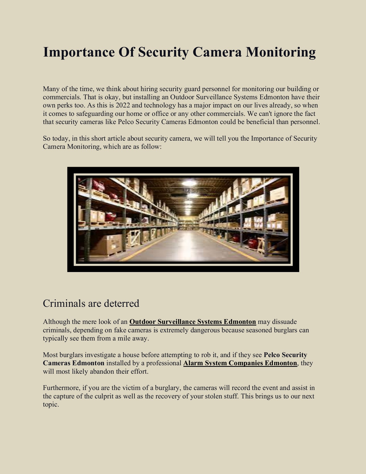 Importance Of Security Camera Monitoring - Triton Surveillance - Page 1 ...