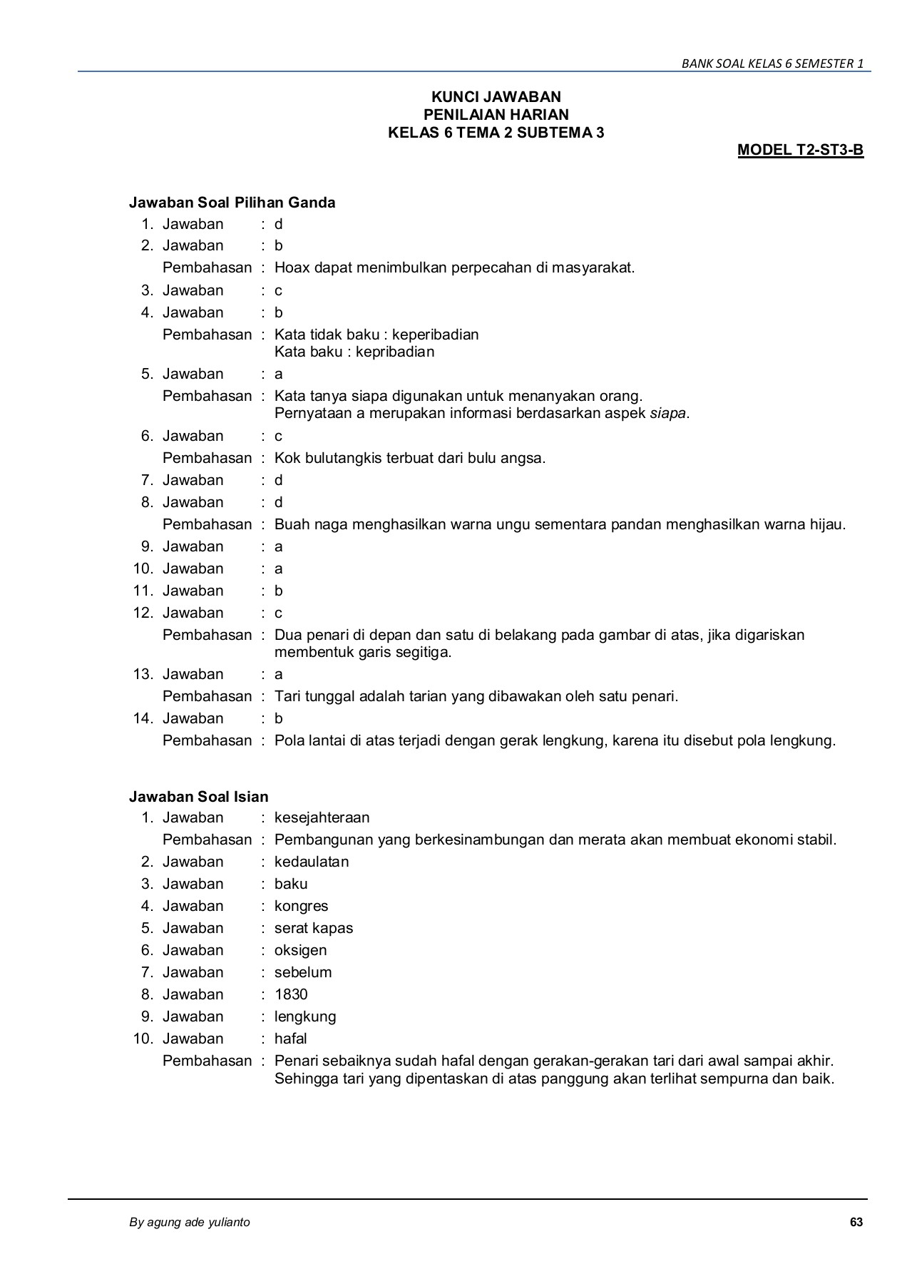 BANK SOAL KELAS 6 (1) - Data barji - Halaman 64 | PDF Online | PubHTML5