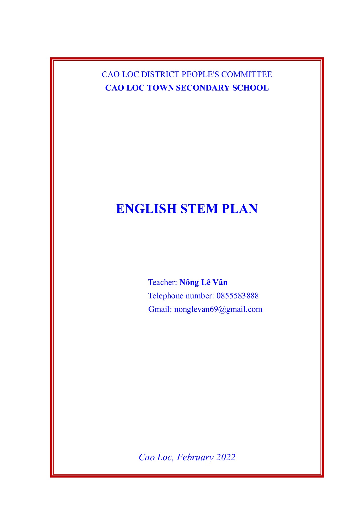 ENGLISH STEM PLAN - tt1902doan - Page 1 - 18 | Flip PDF Online | PubHTML5
