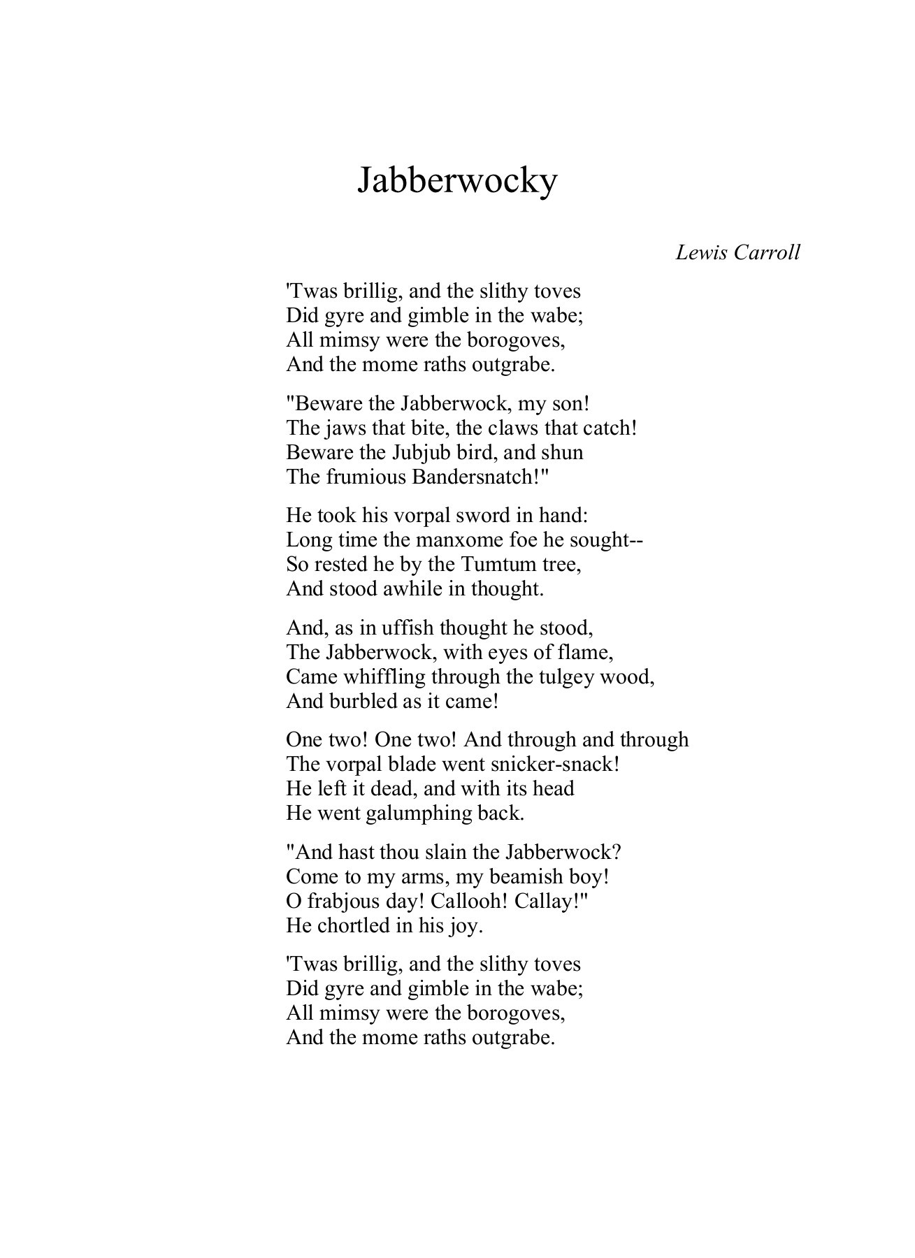 jabberwocky - snunez - Page 1 - 1 | Flip PDF Online | PubHTML5