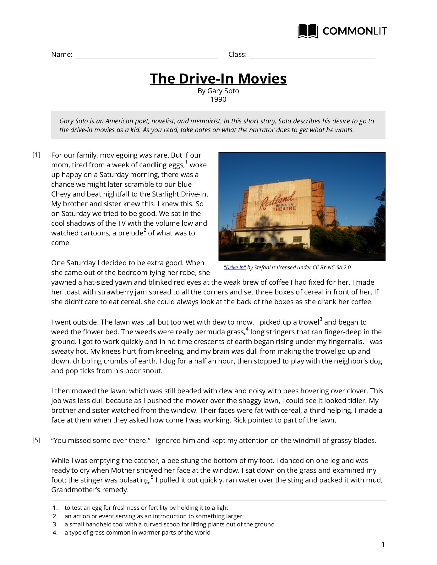 commonlit_the-drive-in-movies_student - snunez - Page 1 - 5 | Flip PDF ...