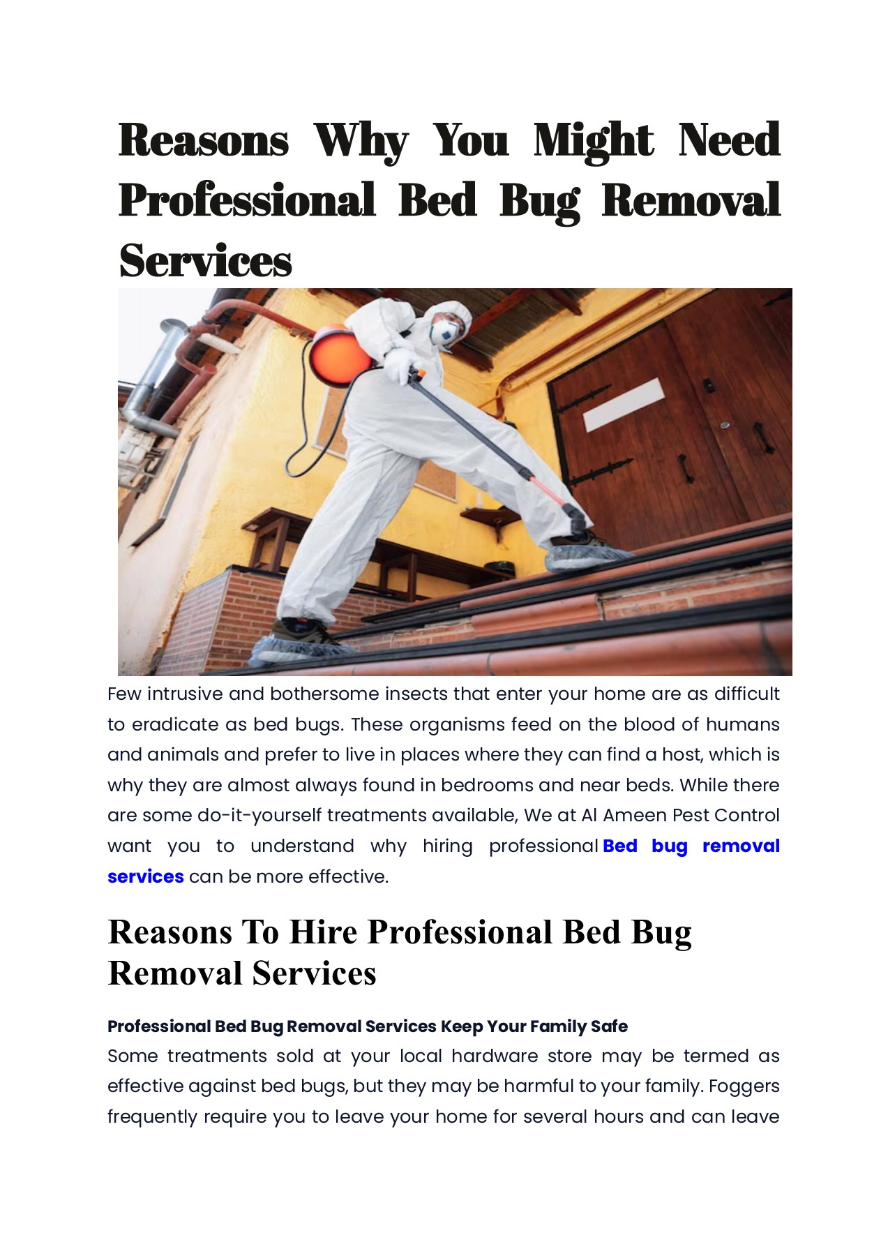 Reasons Why You Might Need Professional Bed Bug Removal Services ...