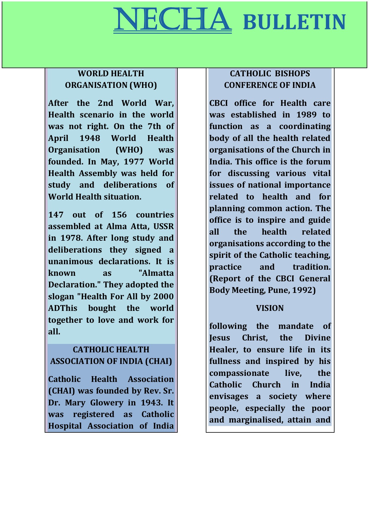 NECHA BULLETIN 0101 - sonithomas333 - Page 1 - 6 | Flip PDF Online ...