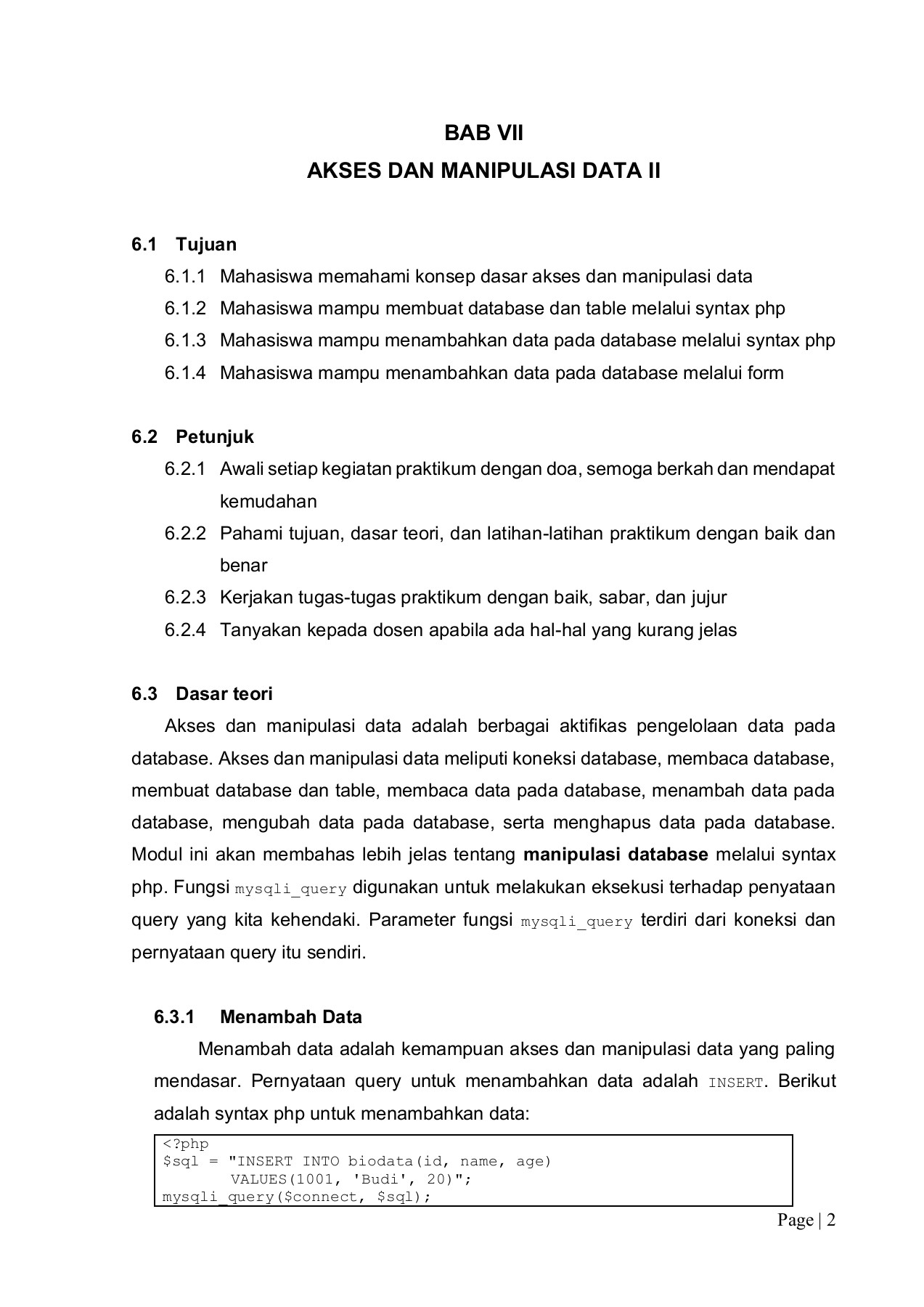 MODUL 4 - MANIPULASI DATABASE - Abdi Pandu Kusuma - Halaman 2 | PDF Online | PubHTML5