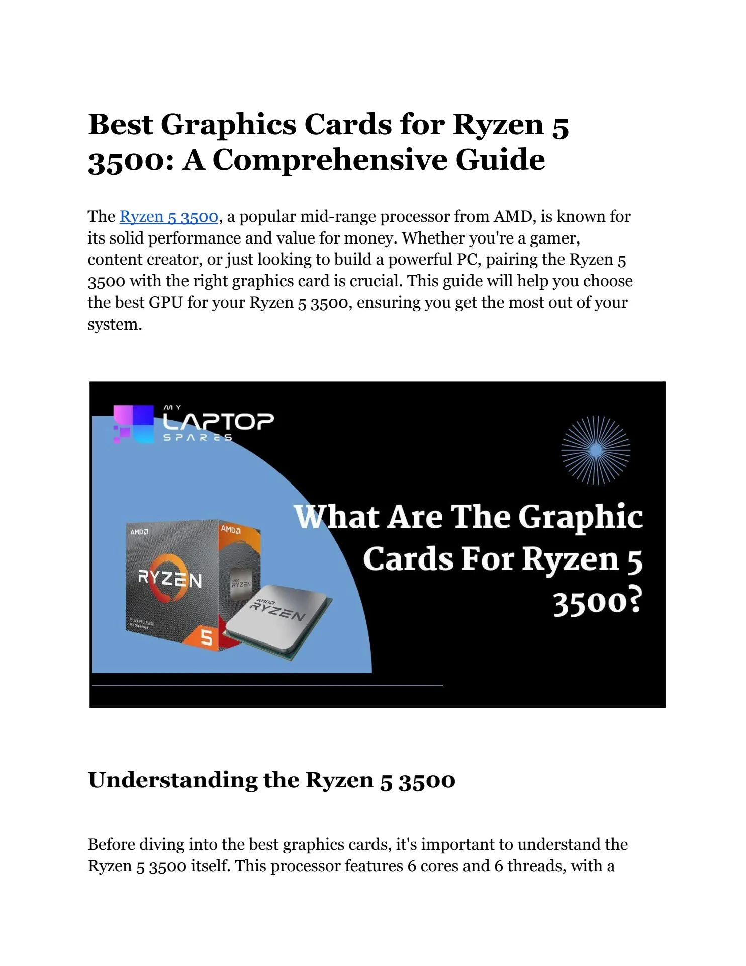 Best Graphics Cards for Ryzen 5 3500_ A Comprehensive Guide - My Laptop ...