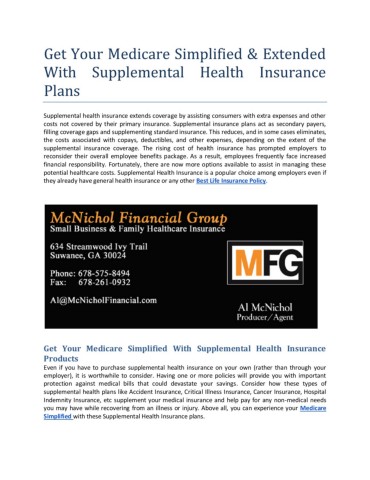 Get Your Medicare Simplified & Extended With Supplemental Health ...