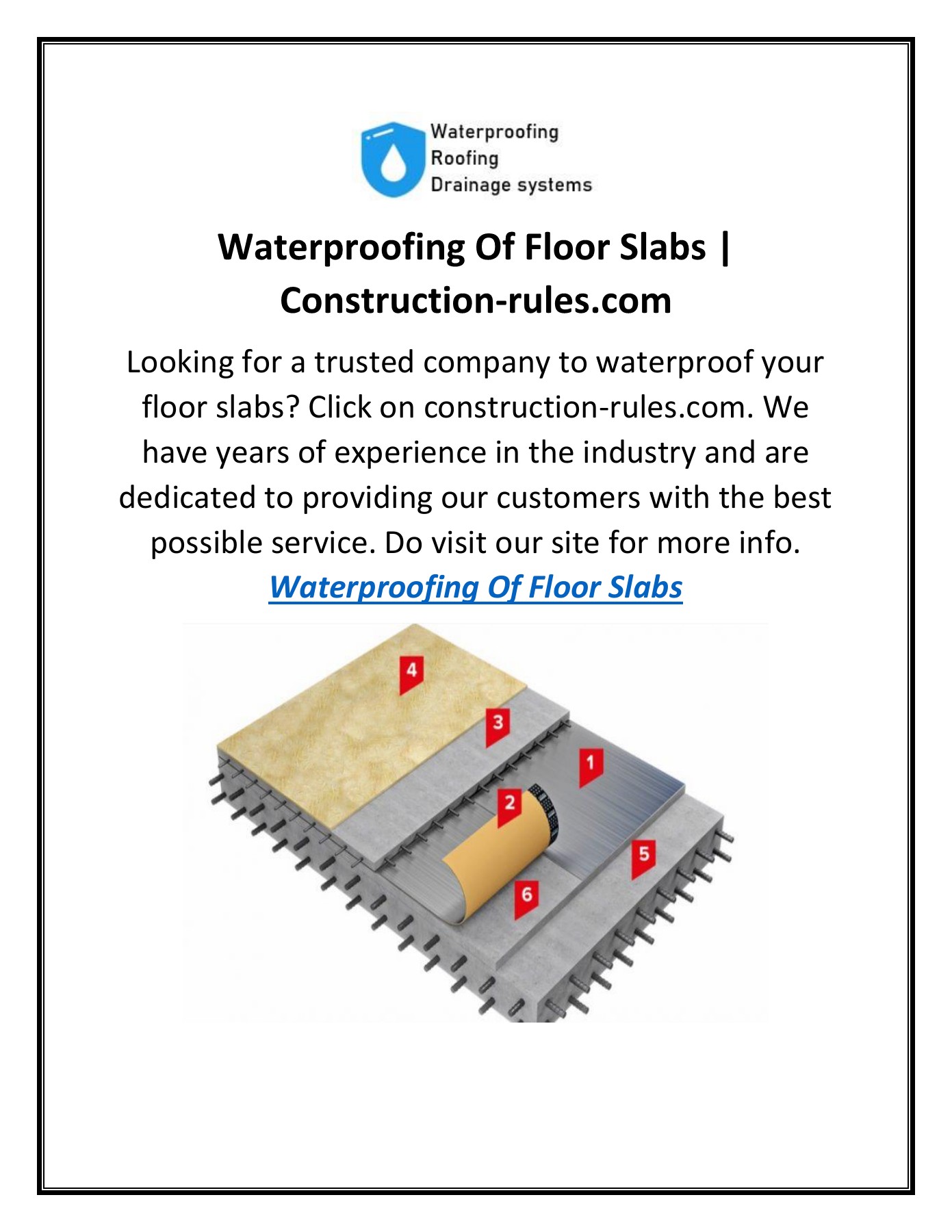 Waterproofing Of Floor Slabs - Construction Rools - Page 1 - 1 | Flip ...