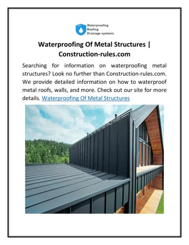 Waterproofing Of Metal Structures | Construction-rules.com